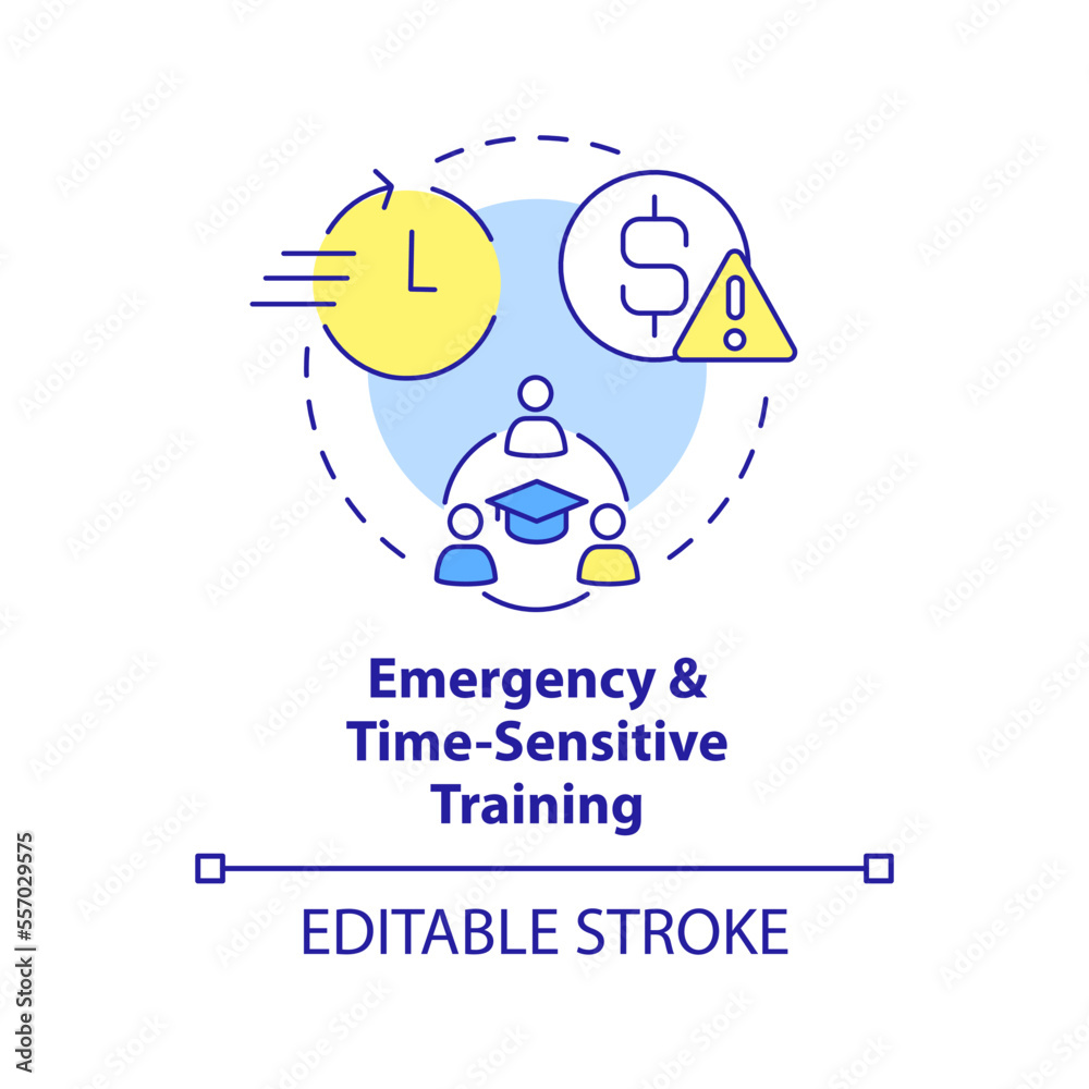 Emergency and time sensitive training concept icon. Customer service ...