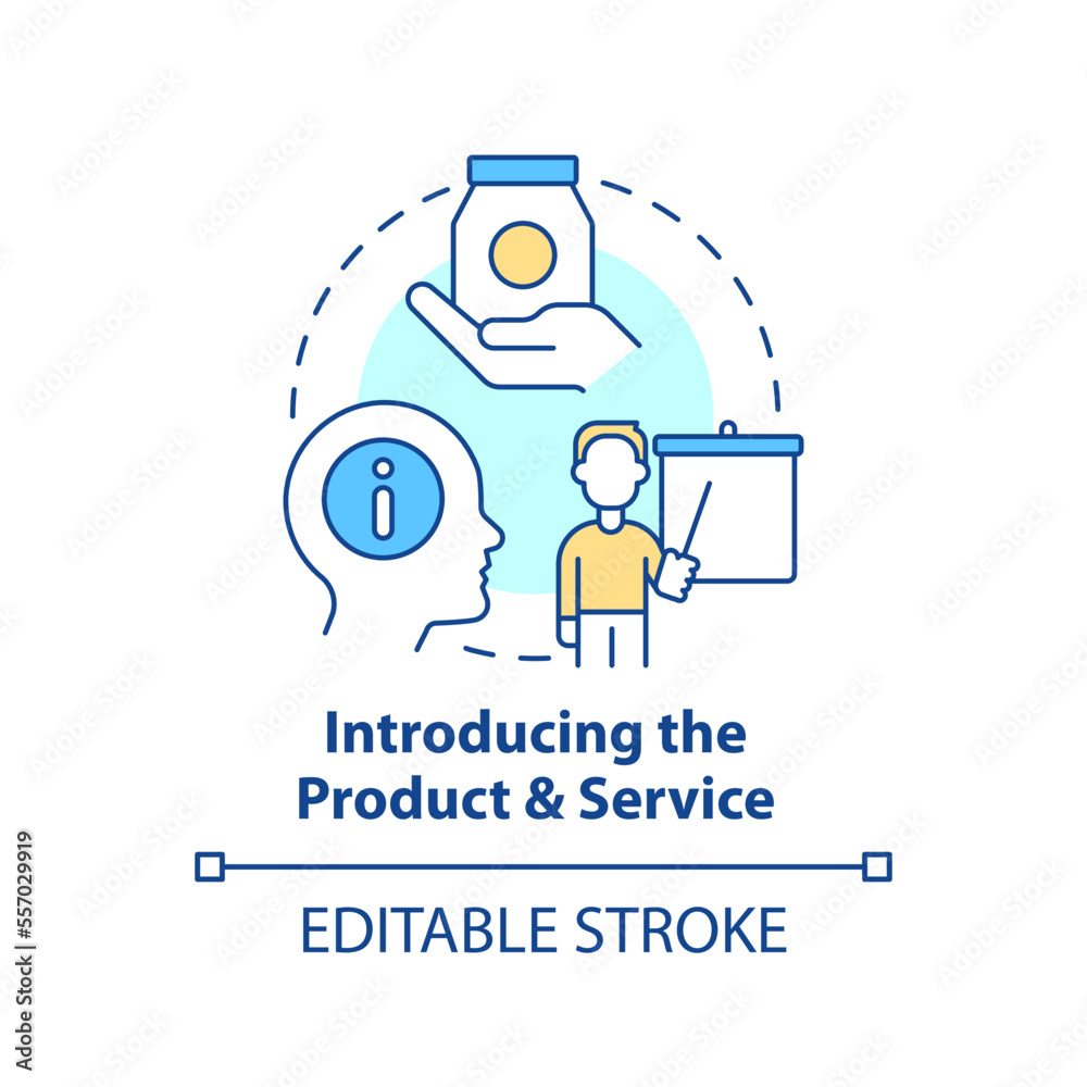 Introducing product and service concept icon. New hire employee ...