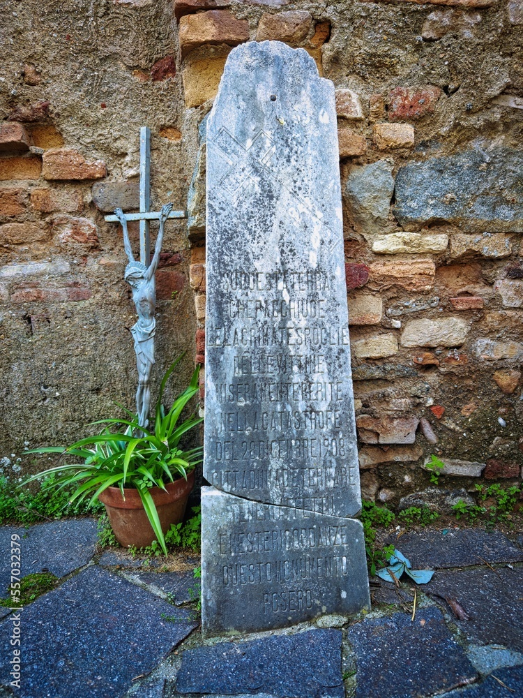 Commemorative stele in memory of the dead of the Reggio and Messina ...