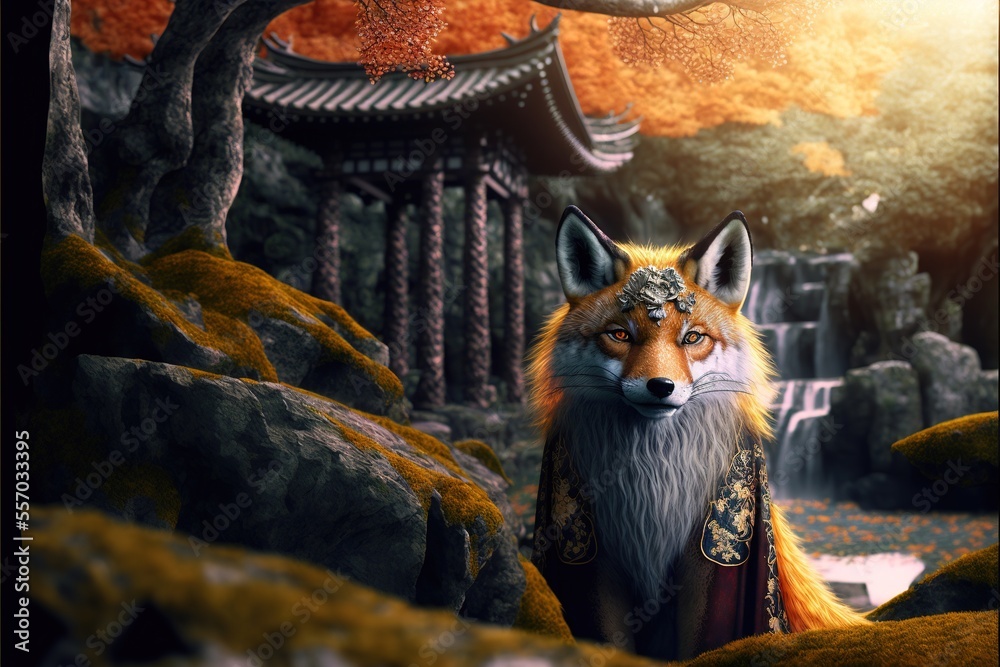 kitsune, fox werewolf, mythical creature, japanese mythology ...