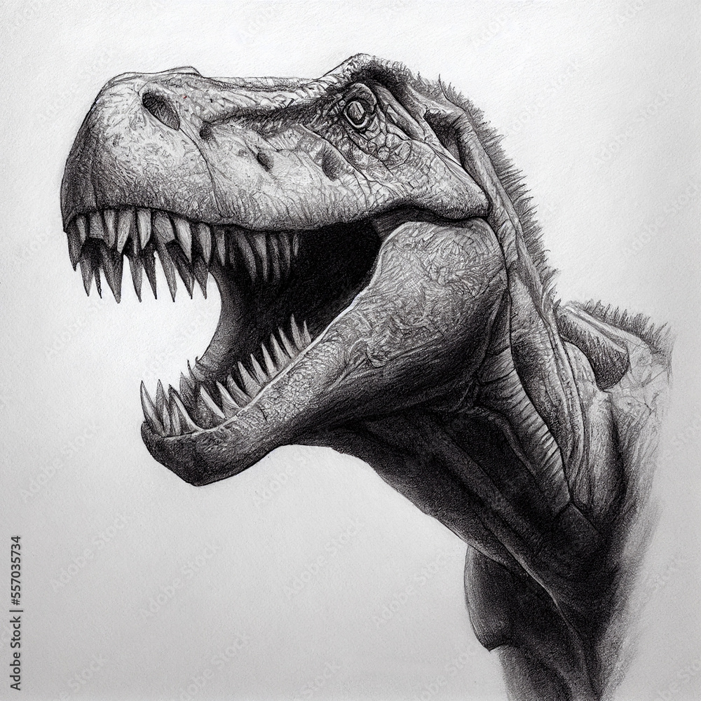 Pencil Sketch of Tyrannosaurus Rex, Generative AI Stock Illustration ...