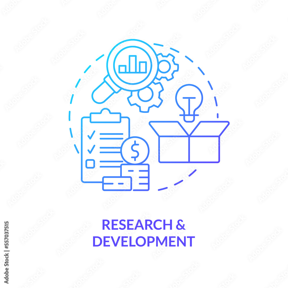 Research and development blue gradient concept icon. Benefit of mergers ...
