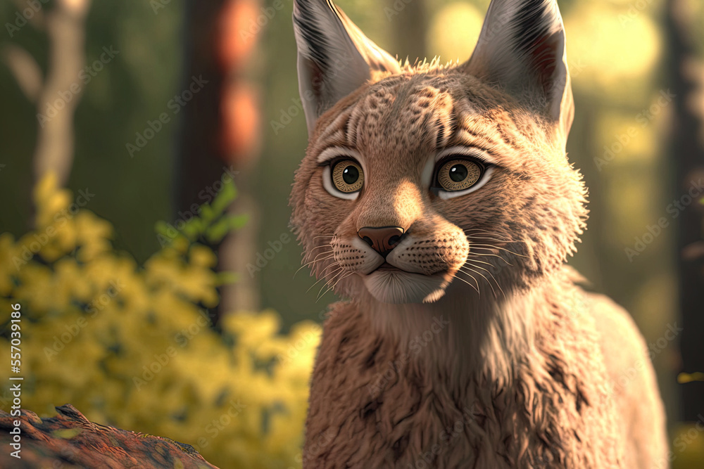 For kids, a lynx themed animated animal in BIG format. Generative AI ...