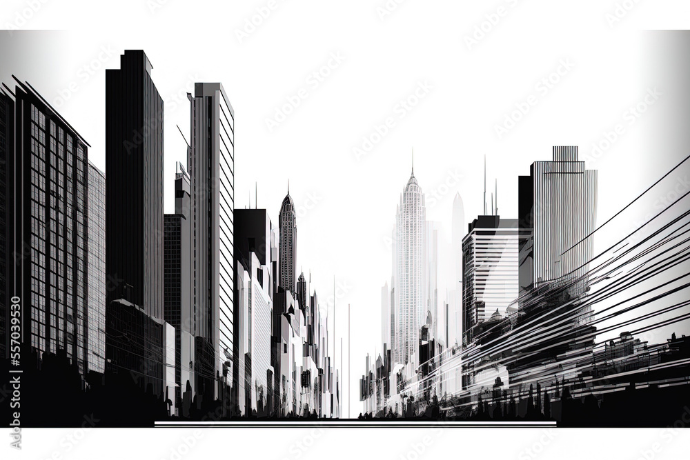 Conceptual Ai Generated Image (not actual) - Cityscape Line Panorama A ...