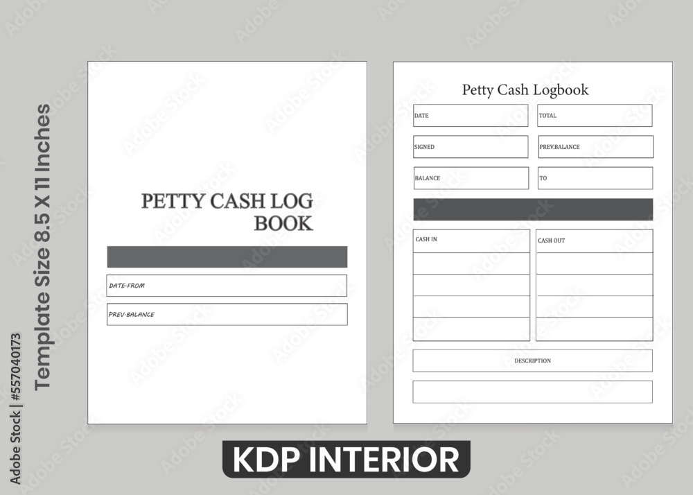 Petty Cash Log Book | KDP Interior Stock Vector | Adobe Stock