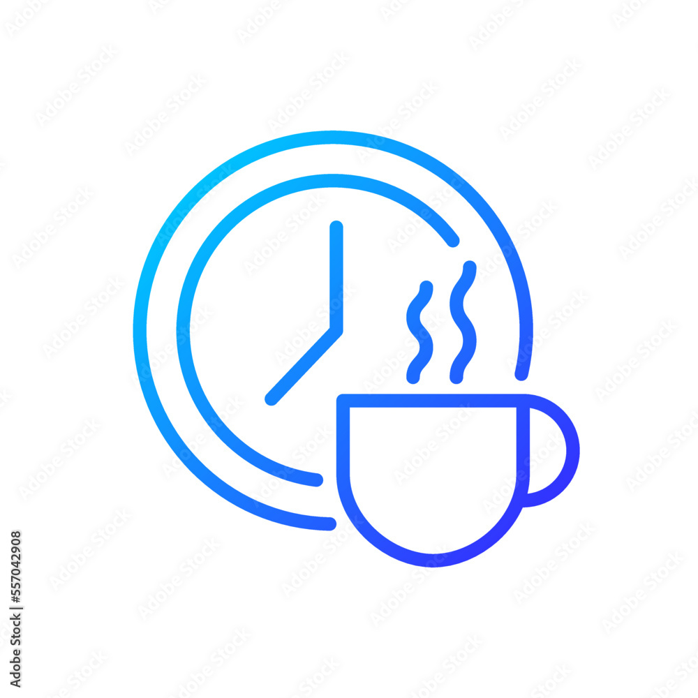 Break time pixel perfect gradient linear vector icon. Scheduled period ...