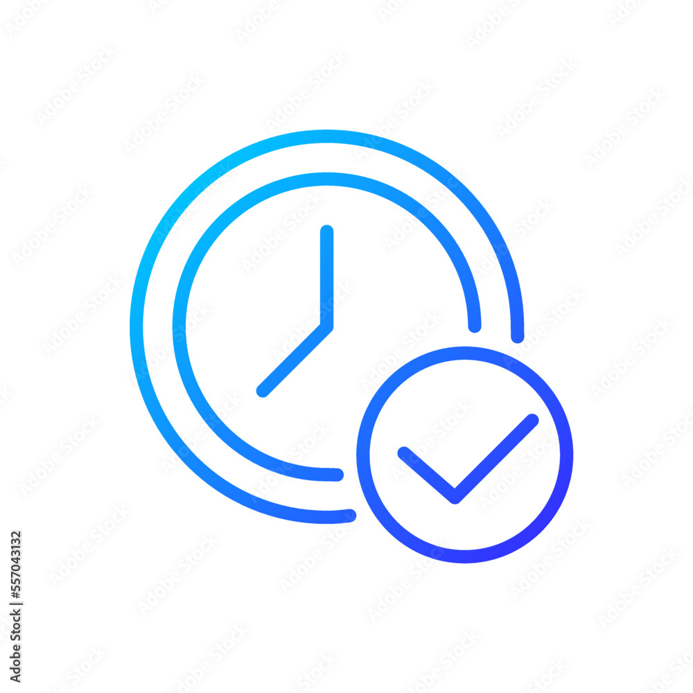 Clock with check mark pixel perfect gradient linear vector icon ...