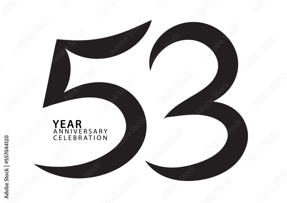 Vetor de 53 year anniversary celebration black color logotype vector ...