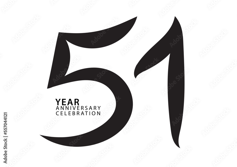 51 year anniversary celebration black color logotype vector, 51 number design, 51th Birthday ...