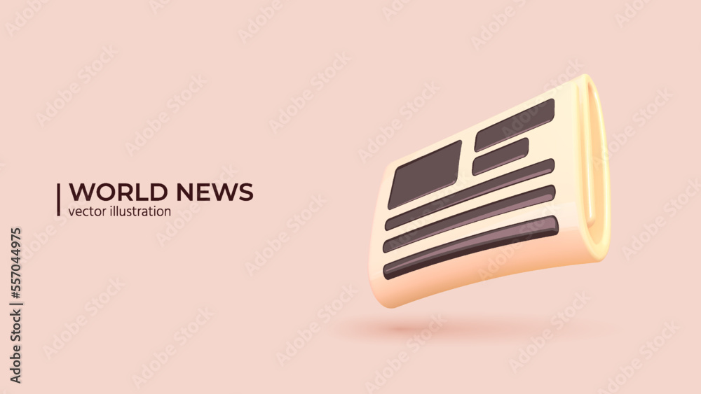 3d Concept - World News. Realistic 3d Design of Newspaper. News paper ...