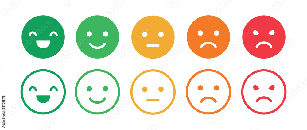 Five facial expression of feedback icon. Rating satisfaction vector ...