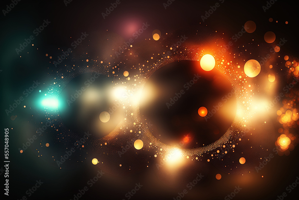 In front of a dark background, a bright lens flare effect overlay ...