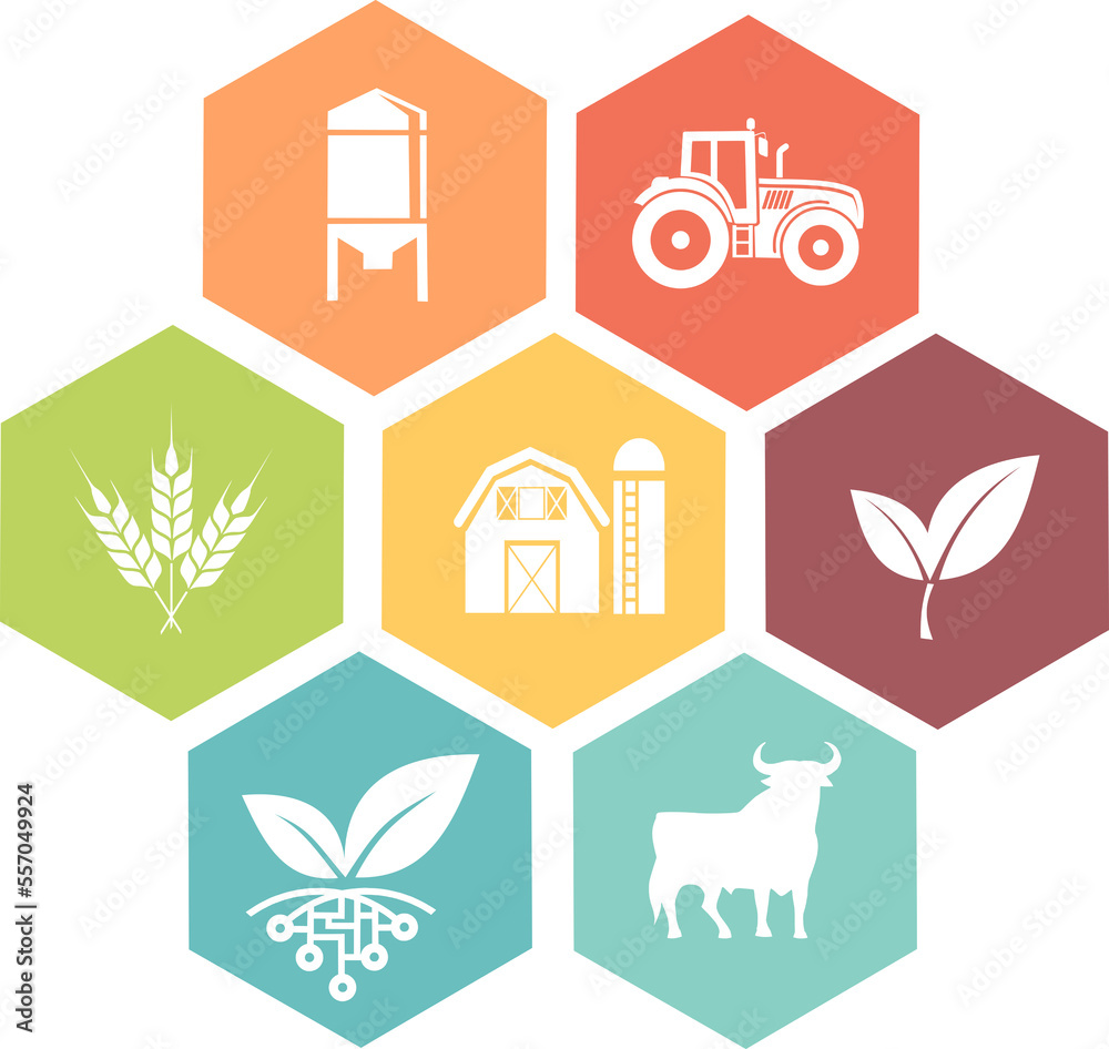Icon of different agriculture symbols in PNG format Stock Illustration ...