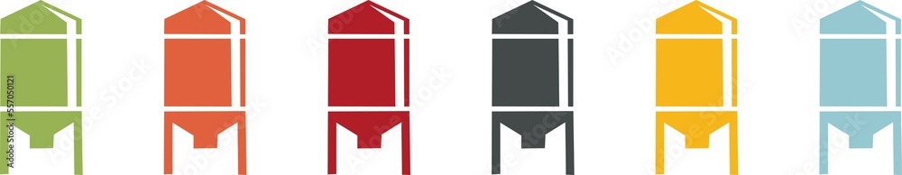 Coloured grain silo icons for agriculture in PNG format Stock ...