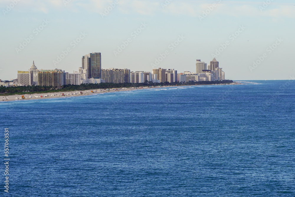 Beautiful aerial panoramic view of the city of Miami, its buildings ...