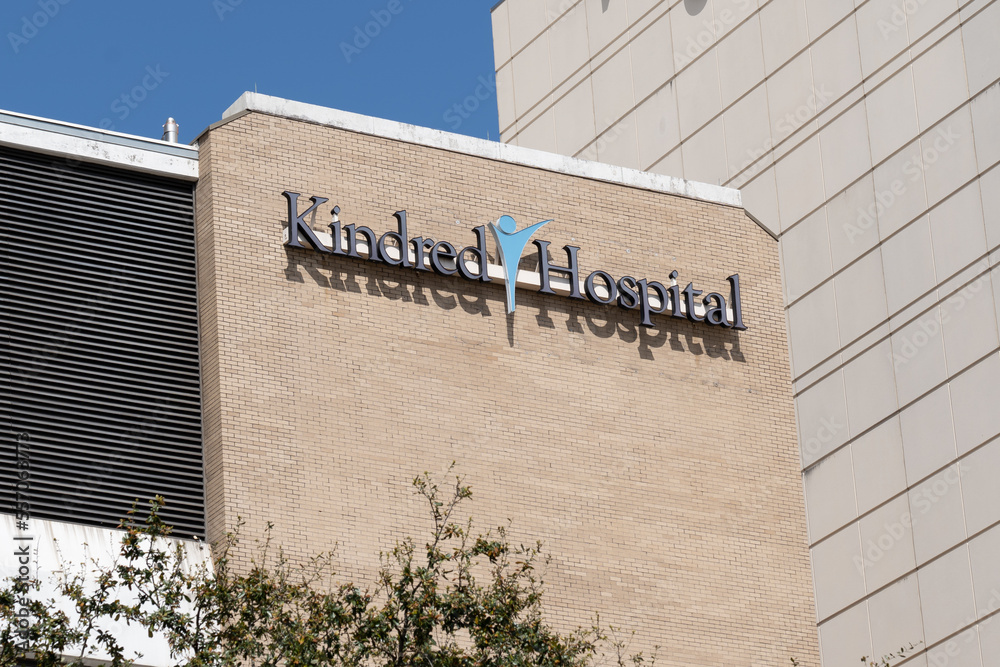 Houston, TX, USA - March 9, 2022: The sign of Kindred Hospital Houston ...