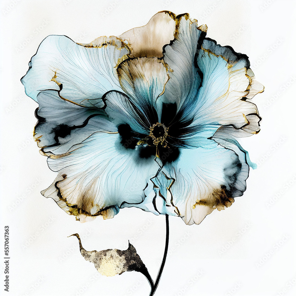 Abstract blue flower, delicate botanical floral background. generative ...