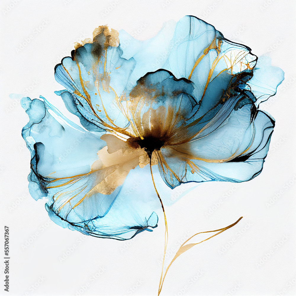 Abstract blue flower, delicate botanical floral background. generative ...