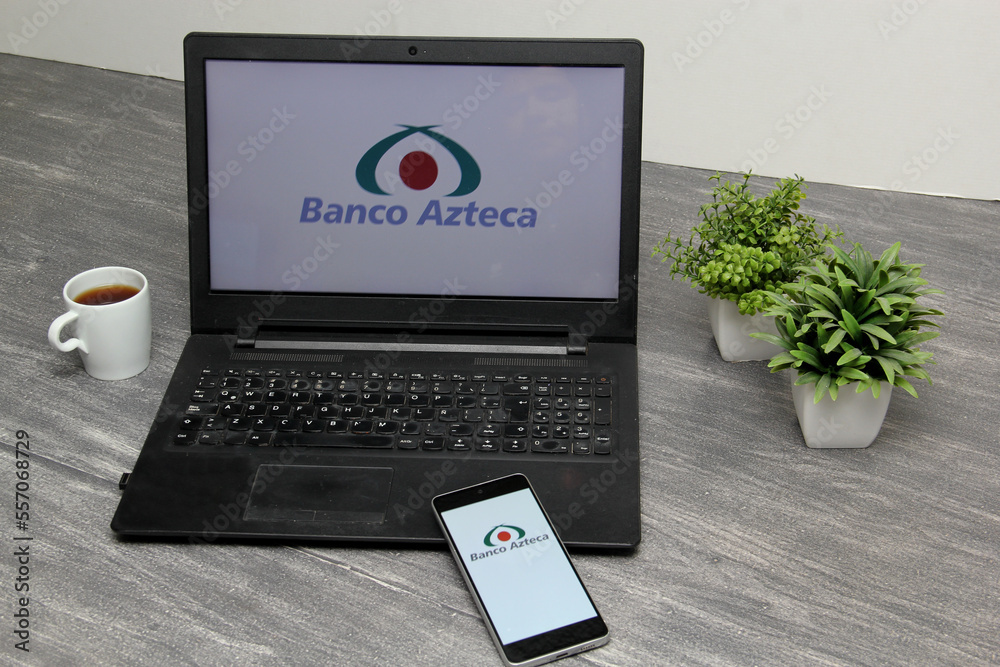 Mexico City, Mexico - Nov 9 2022: Banco Azteca, from Grupo Salinas, a ...