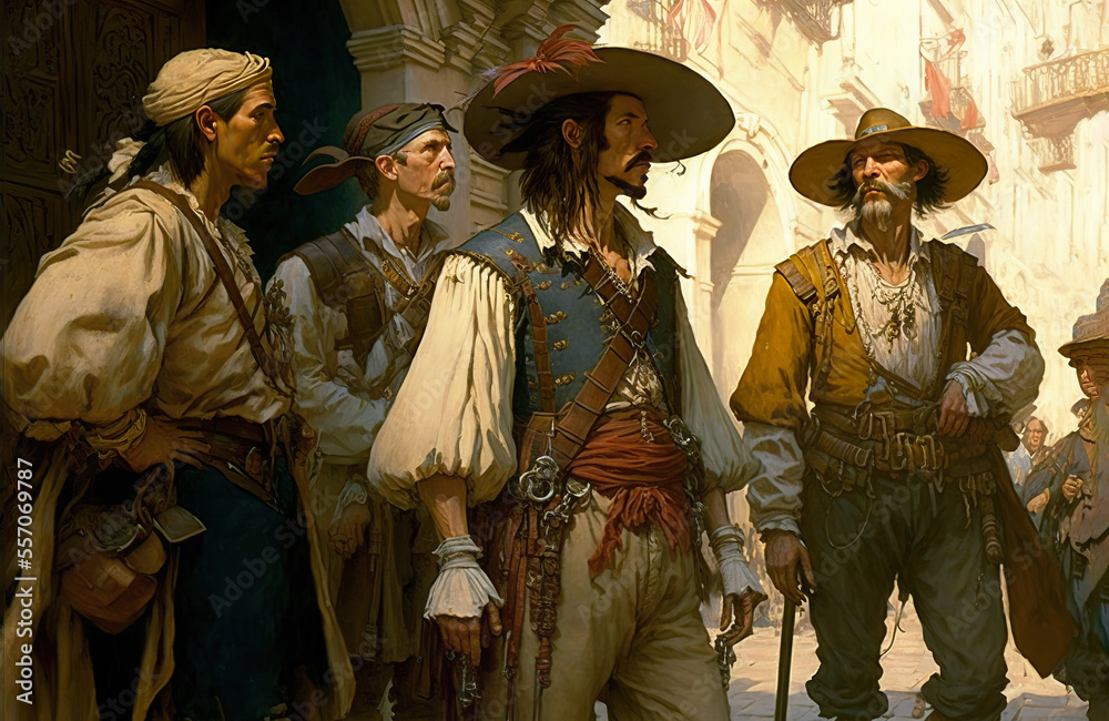 16th century renaissance musketeers standing next to each other in the ...