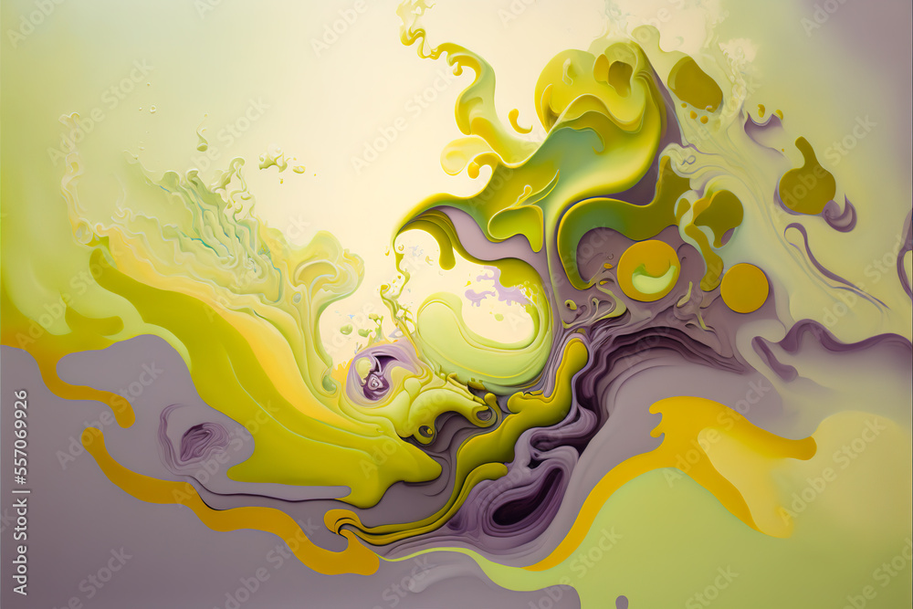 Abstract liquid formations design art. Yellow gray and dusty lavender ...