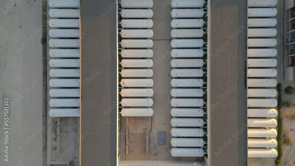 Desalination plant. Desalination water tanks. Industrial equipment for ...