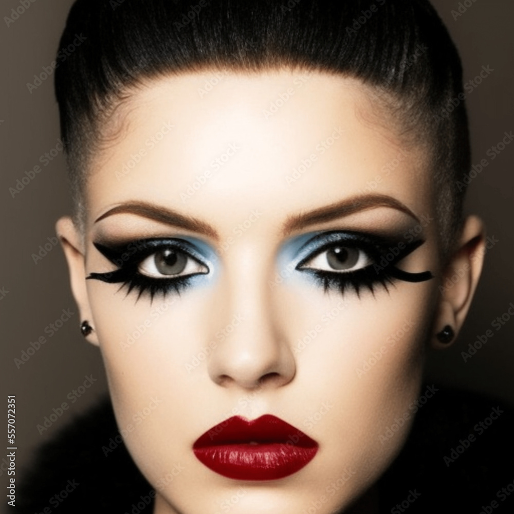 Generative A.I. portrait of a woman with heavy punk makeup Stock ...