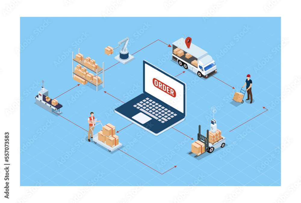 3D isometric Global logistics solutions concept with Smart Logistics ... 3D isometric Global logistics solutions concept with Smart Logistics ...