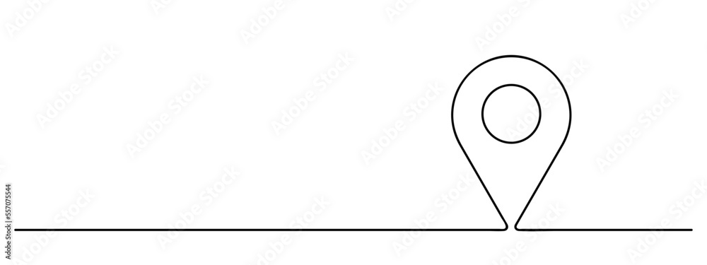 location pin continuous one line drawing, single map pointer lineart ...