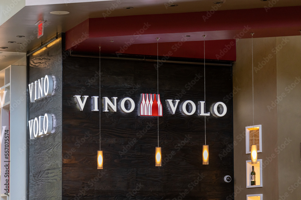 Los Angeles, California \ USA - July 26 2022: Sign and logo of Vino ...