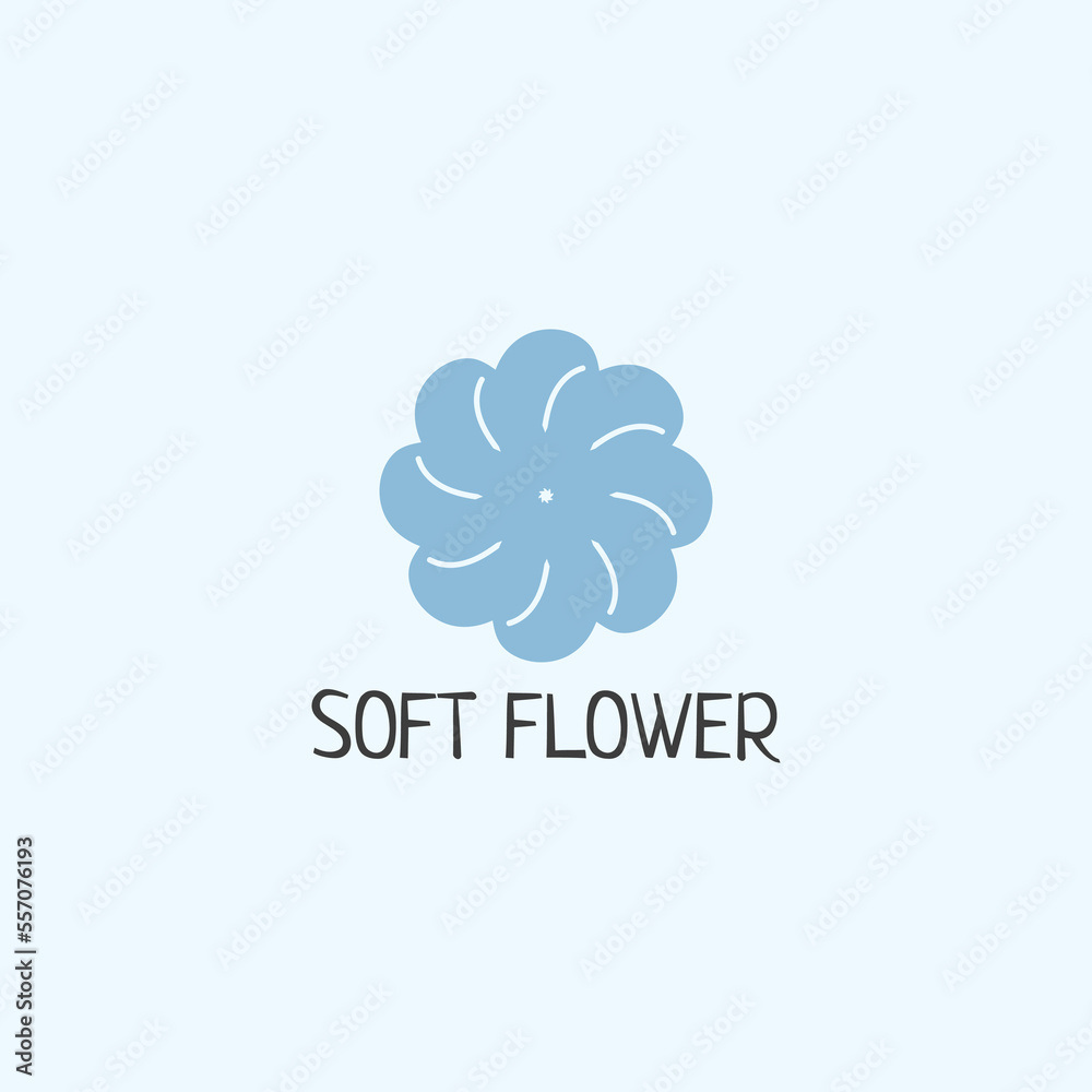 Simple flower logo in blue color. Stock Vector | Adobe Stock