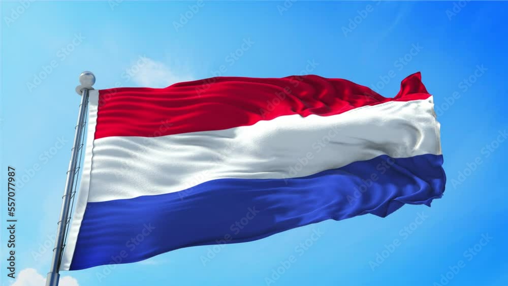 Netherlands Flag Loop. Realistic 4K. 30 fps flag of the Netherlands ...