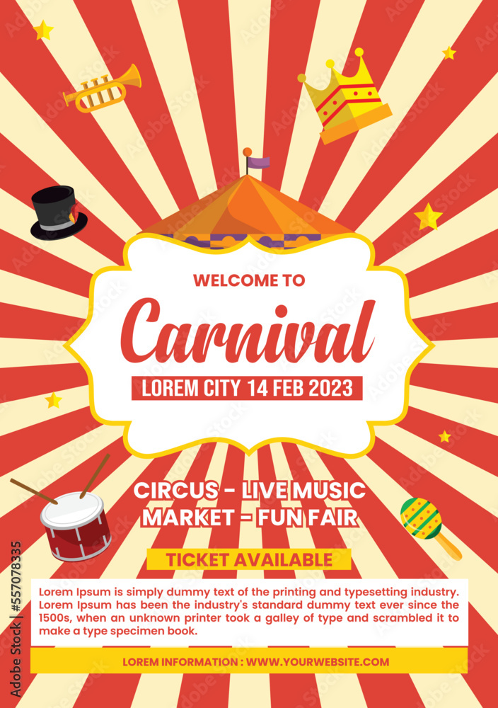 Carnival party poster template in flat design Stock Vector | Adobe Stock