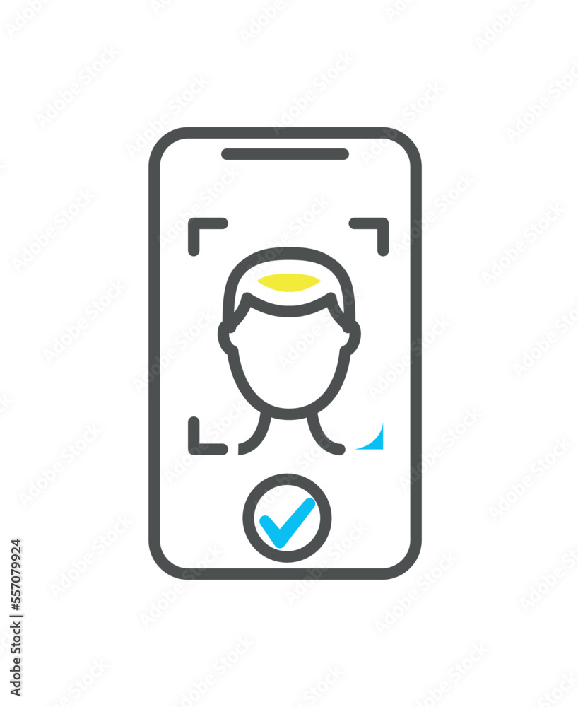 Face authorization colorful icon. Modern technologies and digital world ...