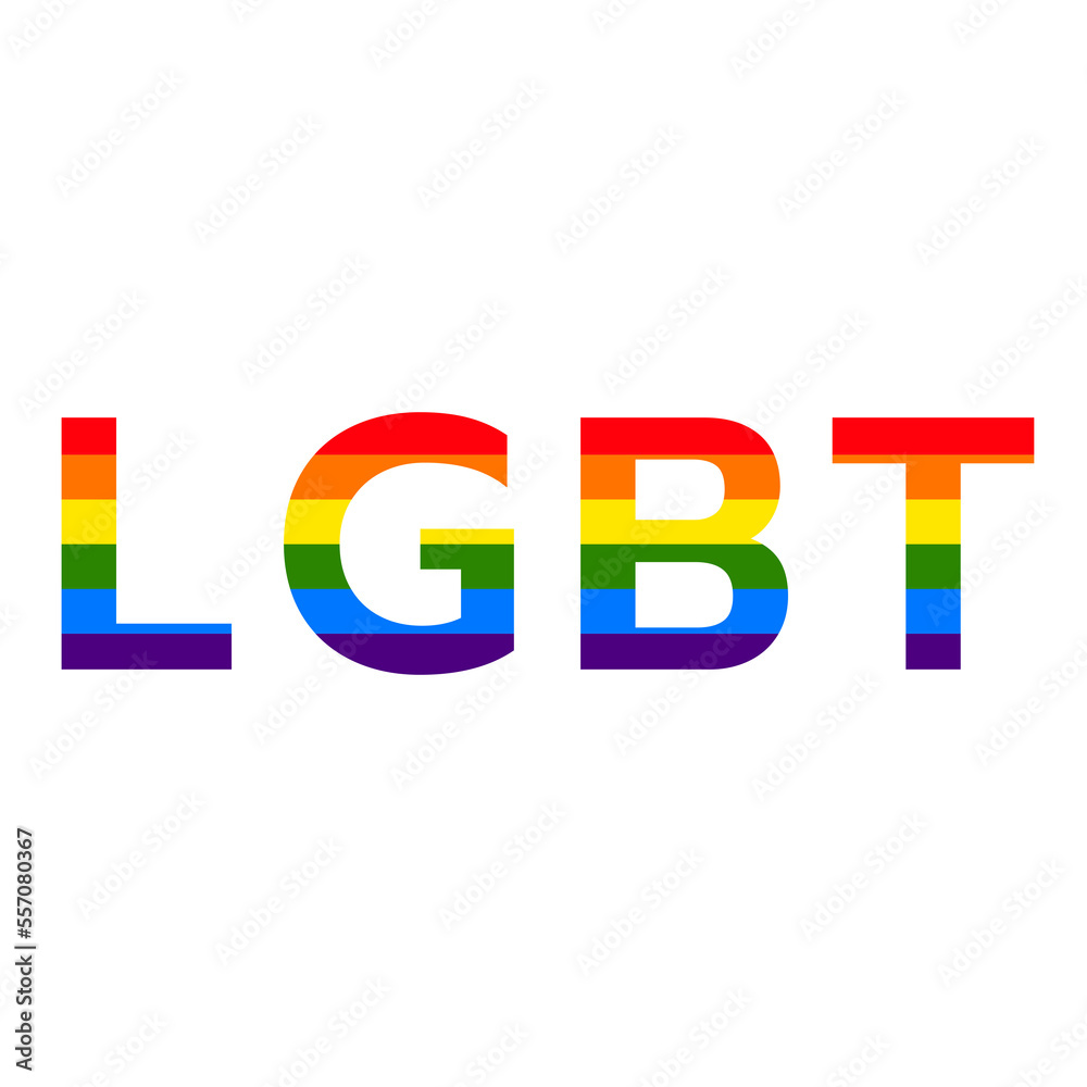 LGBTQ Symbols with LGBTQ pride flag or Rainbow colors isolated on white ...