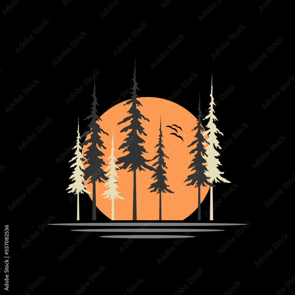 Poster Forest Symbol With Full Moon vector Design – Wall Art | UkPosters