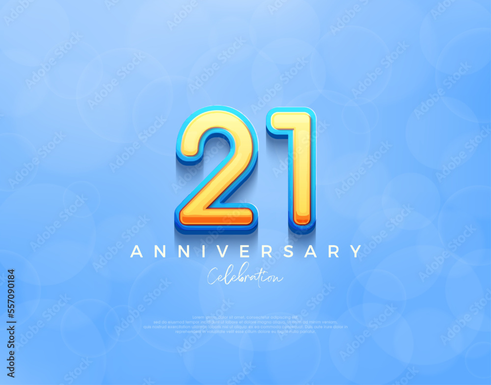 21st anniversary design. premium vector background with navy blue ...