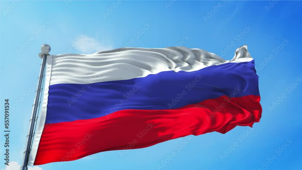 Russian Flag Loop. Realistic 4K. 30 fps flag of the Russia. Russia Flag waving in the wind ...