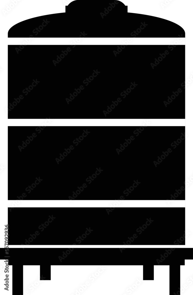 water tank on white background. Plastic black water tank storage sign ...