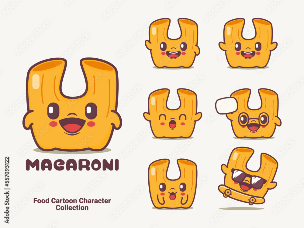 Macaroni cartoon character food vector illustration Stock Vector ...