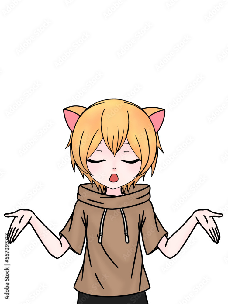 It is an image of an anime girl doing various poses. Stock Vector ...