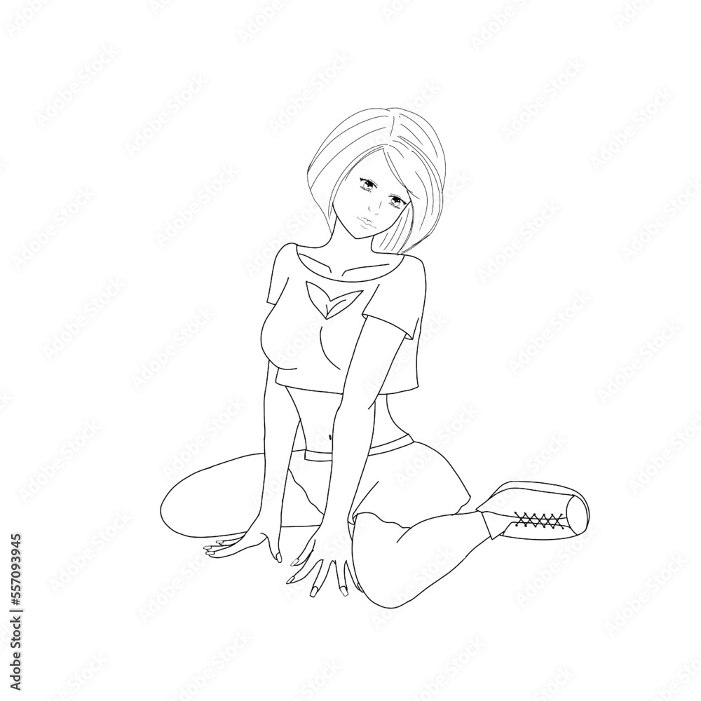 It Is An Image Of An Anime Girl Doing Various Poses Stock Vector Adobe Stock