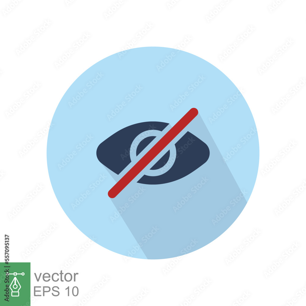 Unseen set. Simple flat style. Hidden eye, hide password, crossed eye ...