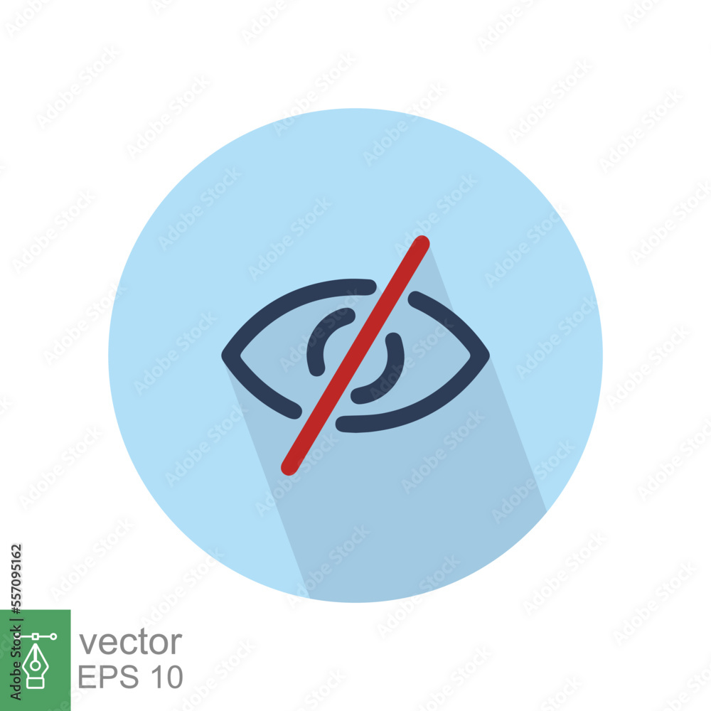 Unseen set. Simple flat style. Hidden eye, hide password, crossed eye ...