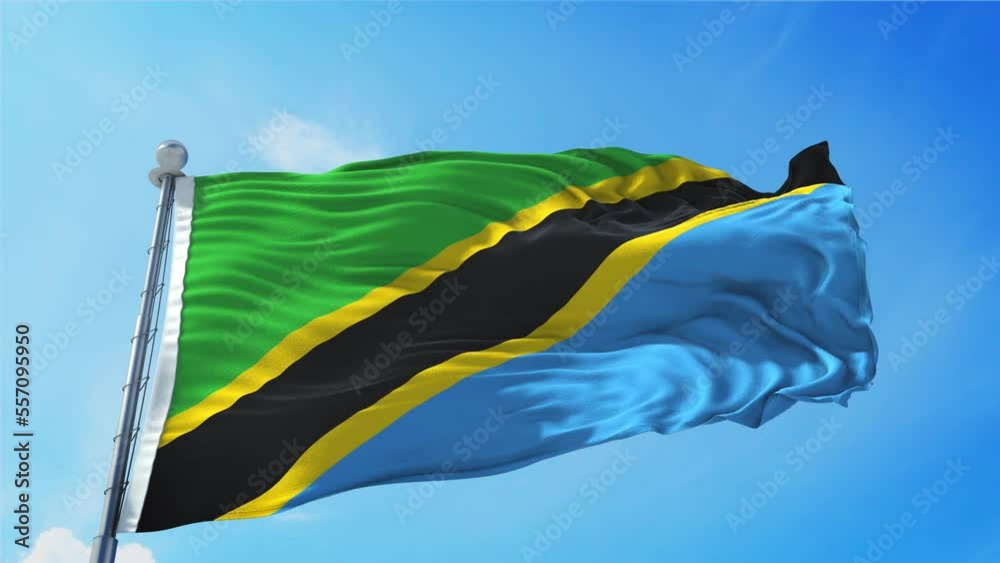 Tanzania Flag Loop. Realistic 4K. 30 fps flag of the Tanzania. Tanzania ...