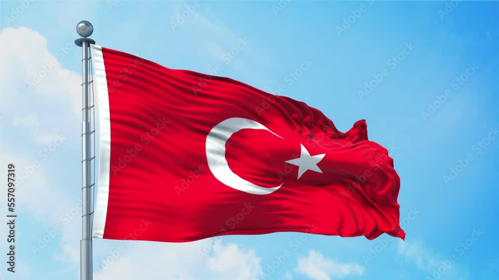 Turkish Flag Loop. Realistic 4K. 30 fps flag of the Turkey. Turkish ...