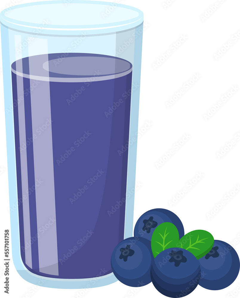 Cartoon comic vector of blueberry juice with glass cup Stock ...