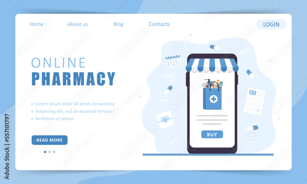 Online pharmacy service. Landing page template. Purchase of medicines ...