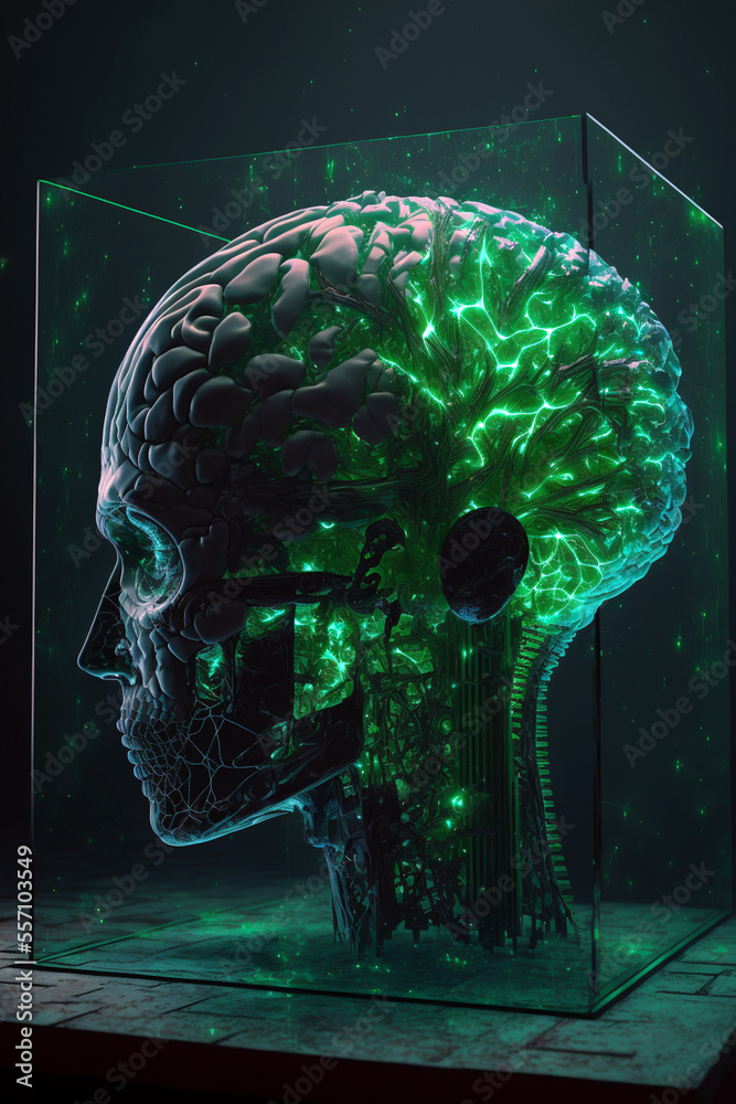 human skull with kryptonite inside generative AI Stock Illustration ...