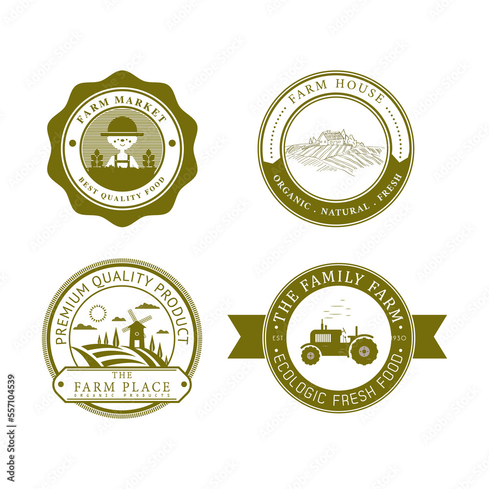 this is a set of farm emblem logotype depicting farm related things ...